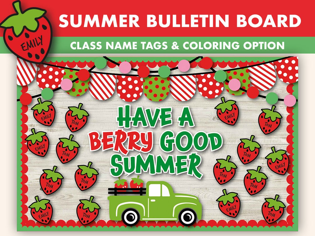 Strawberry Bulletin Board Kit Summer Bulletin Boards Digital May ...