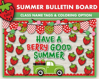 Strawberry Jam Bulletin Board Kit Summer Bulletin Boards Digital May ...