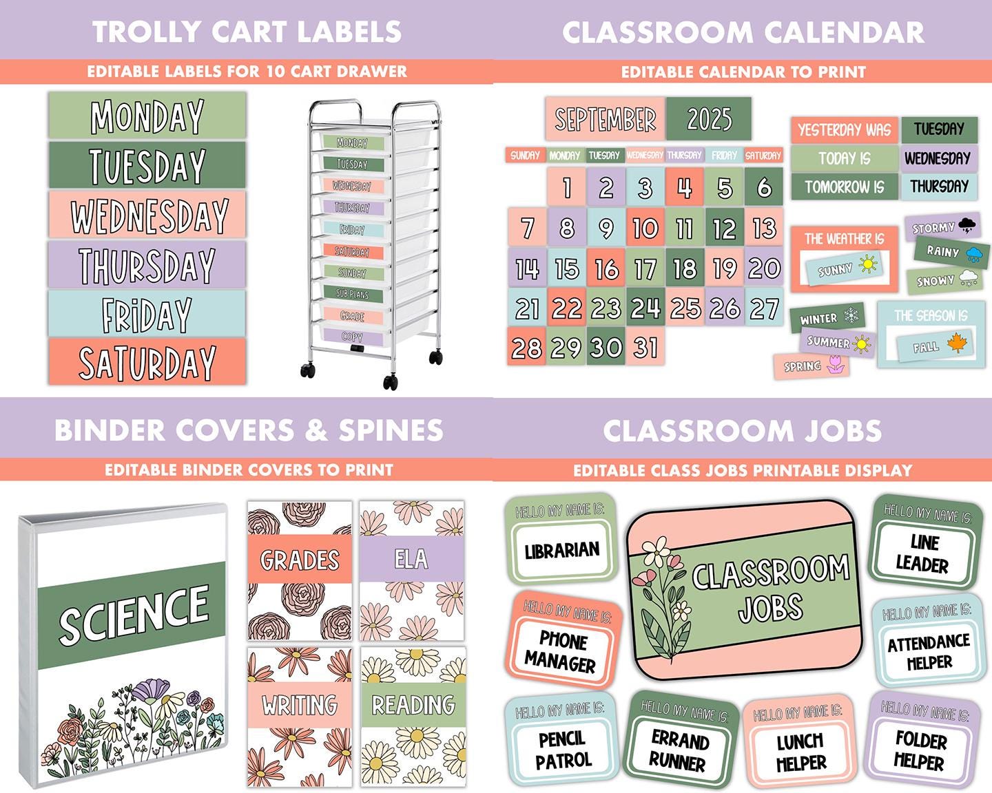 Wildflowers Classroom Decor Bundle || Editable Classroom Printable ...