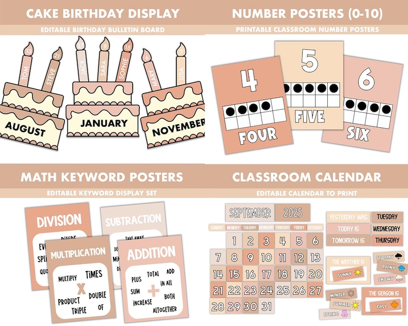 Calm Neutral Classroom Decor Bundle || Editable Classroom Printable ...
