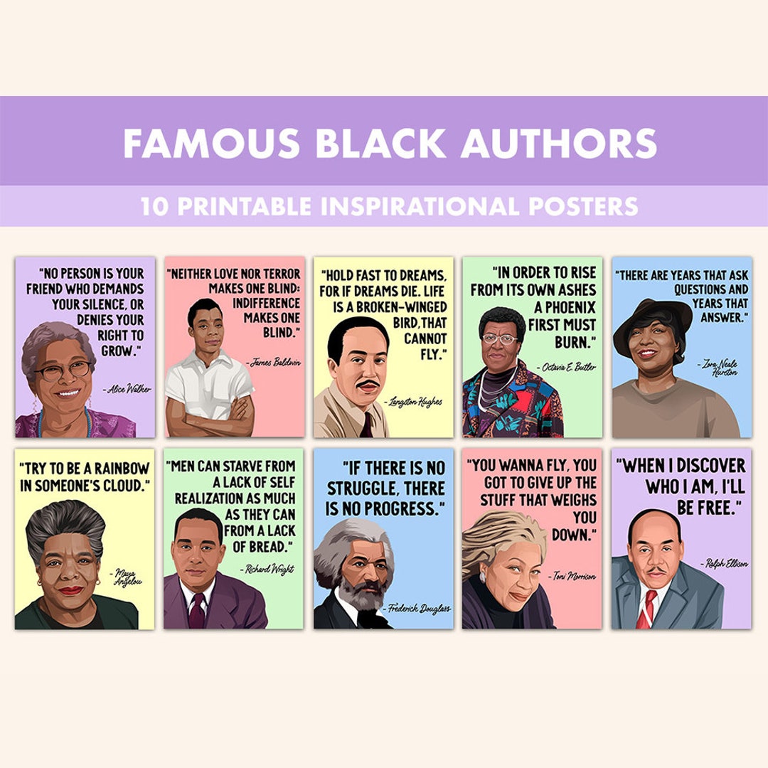 Famous Black Authors Printable Posters | 10 Inspiration Black Author ...