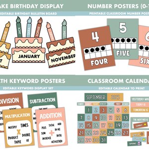 Boho Rainbow Classroom Decor Bundle || Editable Classroom Printable ...