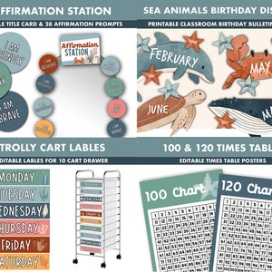 Ocean Classroom Decor Bundle || Editable Classroom Printable Display ...