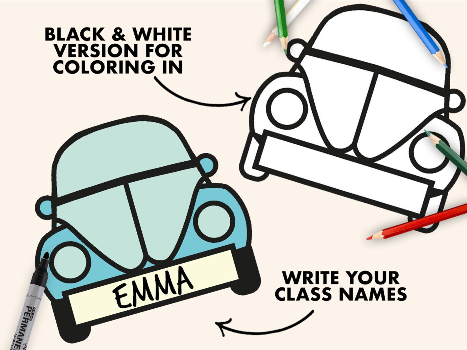 Summer Bulletin Board Kit VW Beetle Bulletin Boards Digital May ...