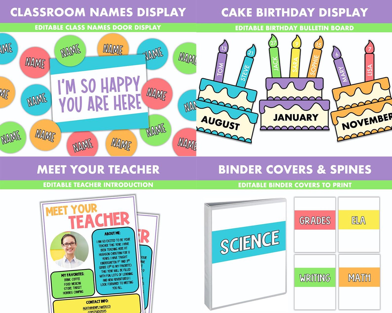 Rainbow Classroom Decor Bundle || Editable Classroom Printable Display ...