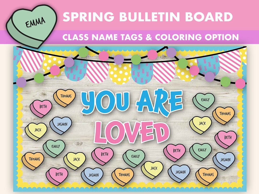 Hearts Bulletin Board Kit Spring Bulletin Boards Digital Valentines ...