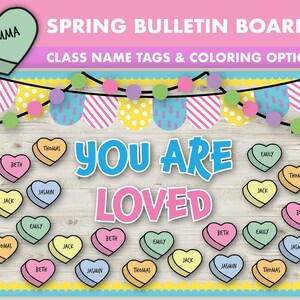Hearts Bulletin Board Kit Spring Bulletin Boards Digital Valentines ...