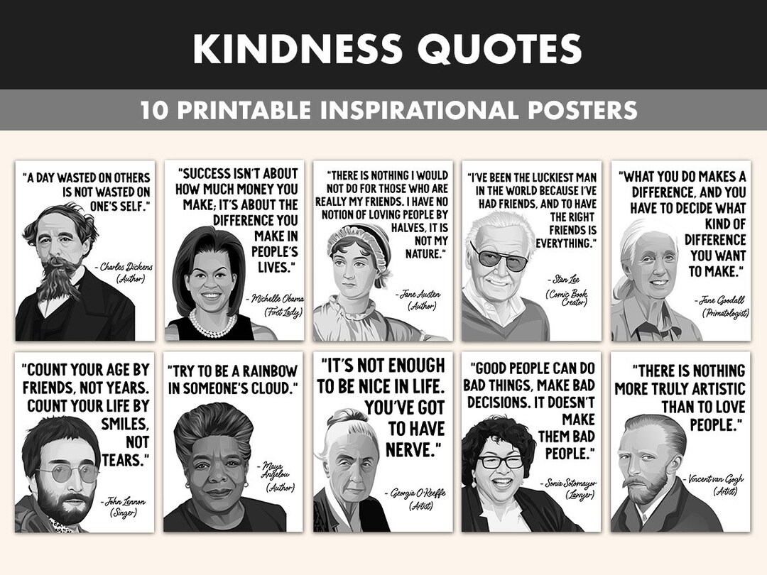 Kindness Quotes Printable Posters 10 Kindness Posters for - Etsy