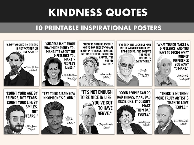 Kindness Quotes Printable Posters 10 Kindness Posters for - Etsy