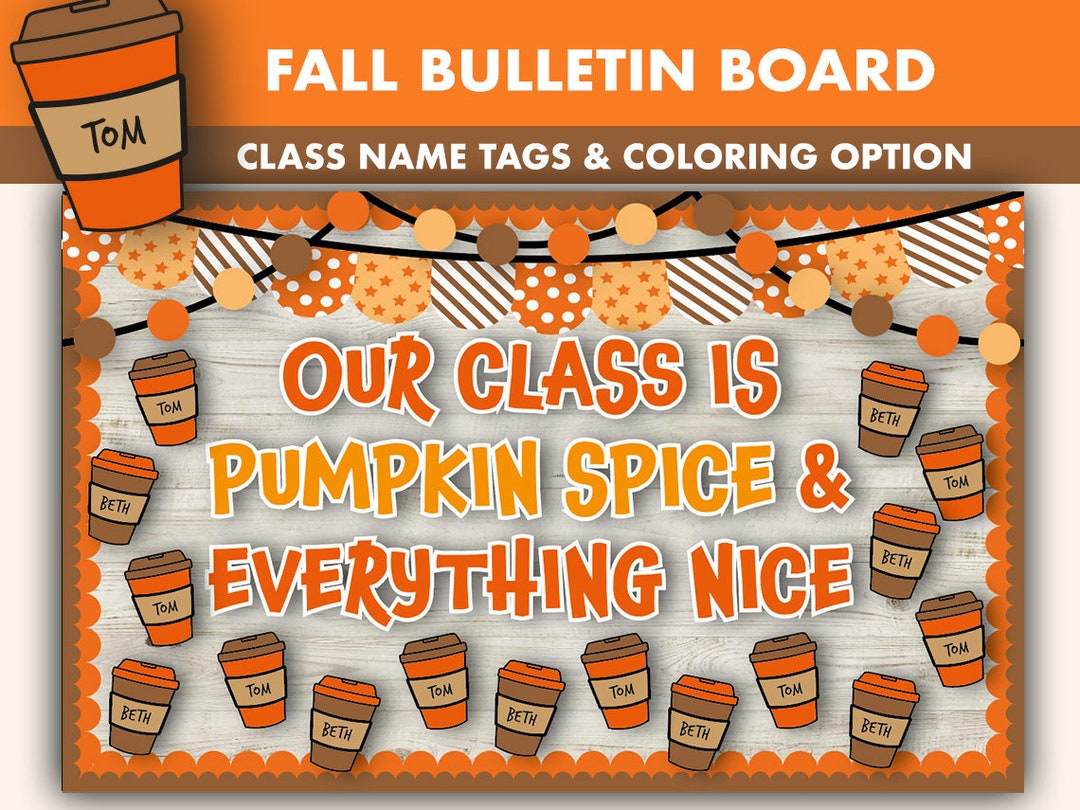 Pumpkin Spice Bulletin Board Kit Fall Bulletin Boards Digital Fall ...