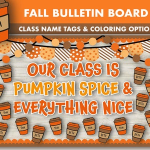 Pumpkin Spice Bulletin Board Kit Fall Bulletin Boards Digital Fall ...