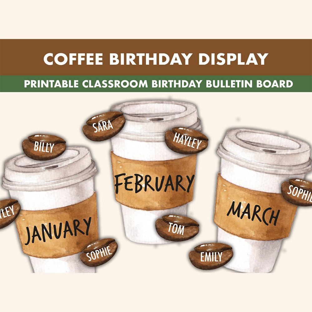 Coffee Birthday Bulletin Board Kit || Coffee Birthday Display Bulletin ...