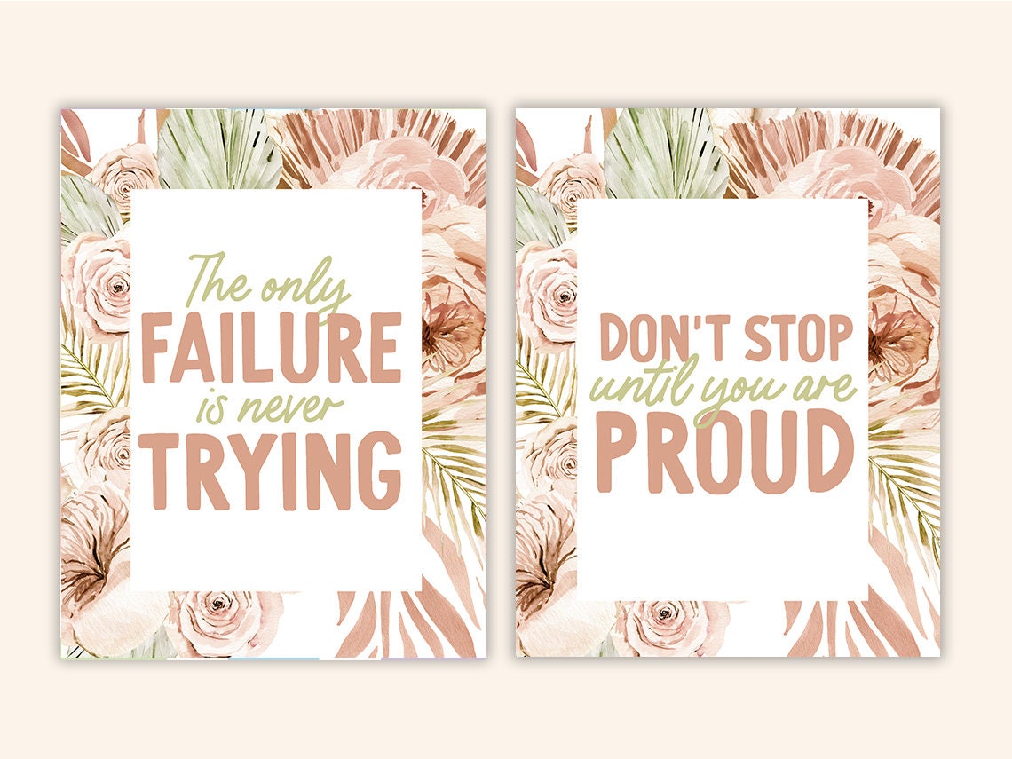 Floral Boho Growth Mindset Posters || 8 Inspiration Quote Posters for ...