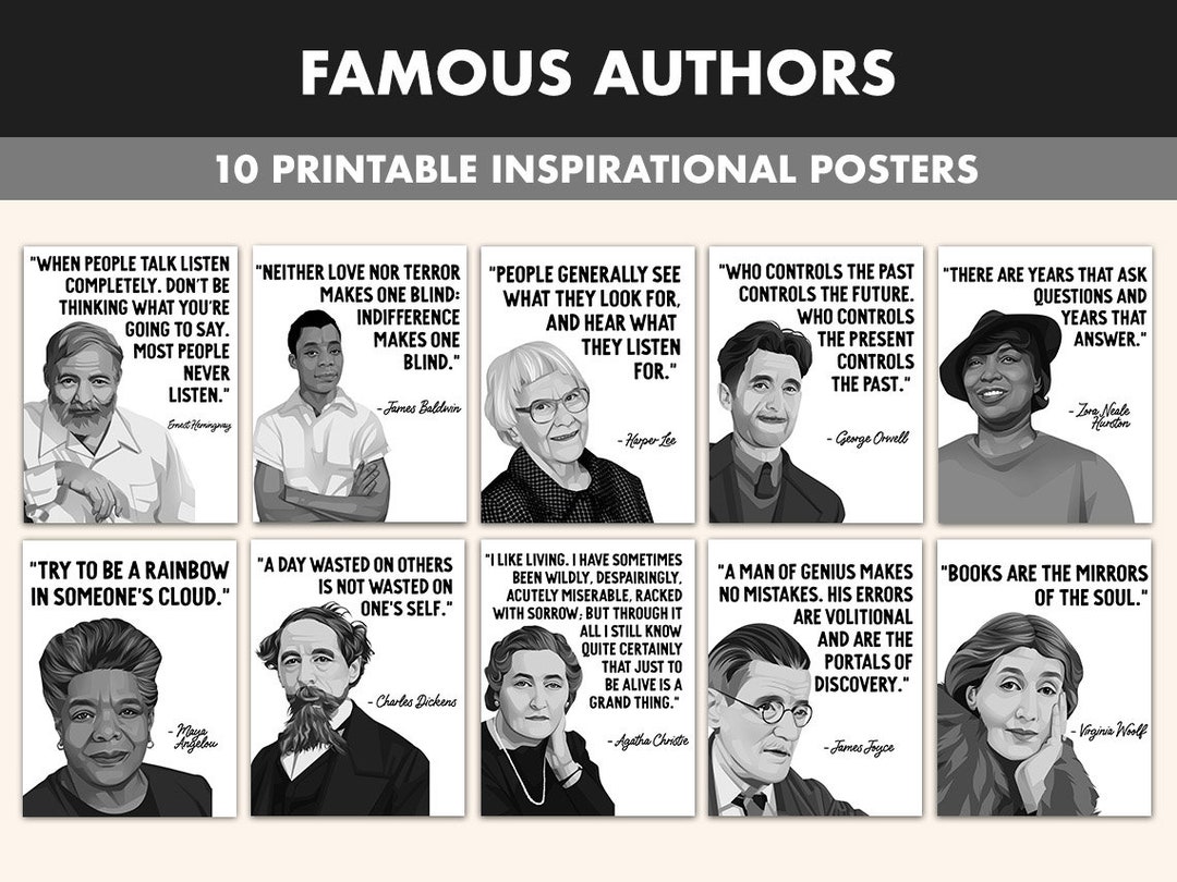 Famous Authors Printable Posters 10 Inspiration Author - Etsy