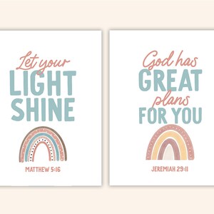 Boho Rainbow Bible Quote Posters || 8 Inspirational Bible Verse Wall ...