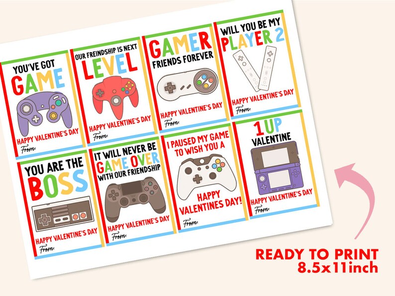 Gamer Valentines Day Cards || 8 Gamer Valentines Day Cards for ...
