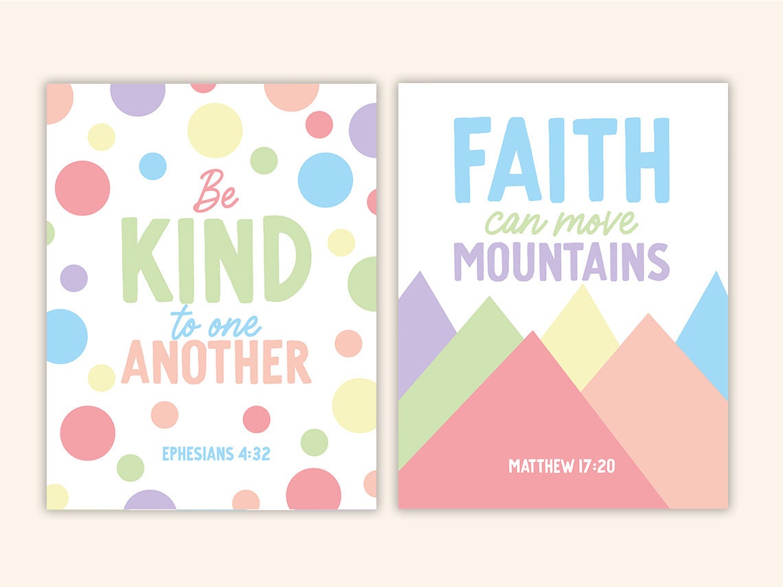 Pastel Bible Quote Posters || 8 Inspirational Bible Verse Wall Art for ...