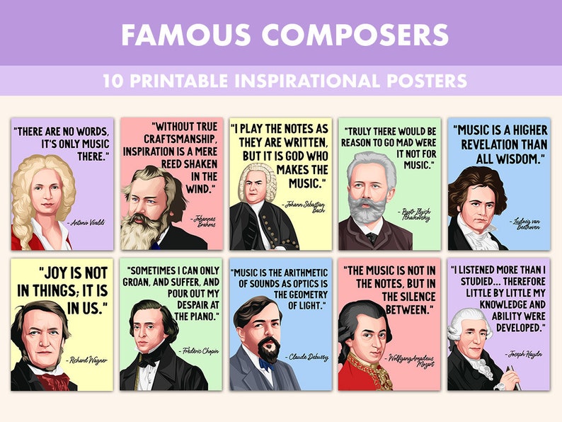 Famous Composers Printable Posters 10 Inspiration Composer - Etsy
