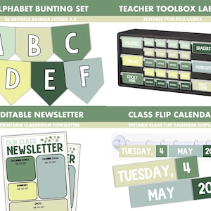 Greenery Classroom Decor Bundle || Editable Classroom Printable Display ...