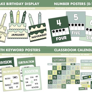 Greenery Classroom Decor Bundle || Editable Classroom Printable Display ...