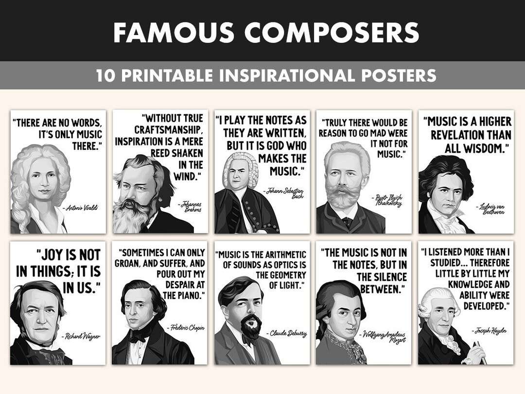 Famous Composers Printable Posters 10 Inspiration Composer Quote Prints ...
