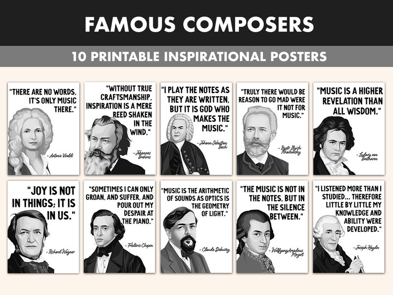 Famous Composers Printable Posters 10 Inspiration Composer - Etsy