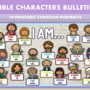 Pastel Bible Characters Bulletin Board 19 Printable Christian Classroom ...