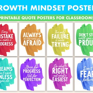 Watercolor Growth Mindset Posters 8 Inspiration Quote Posters for ...