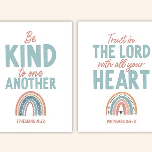 Boho Rainbow Bible Quote Posters || 8 Inspirational Bible Verse Wall ...