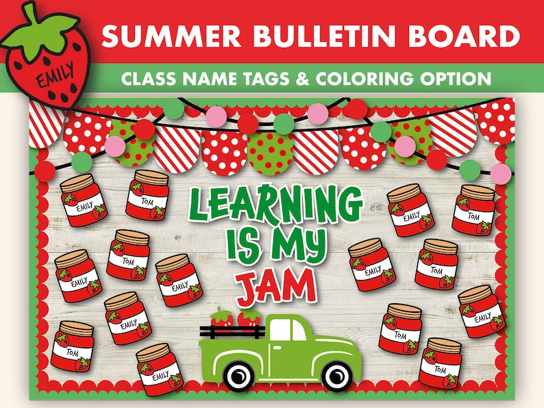 Strawberry Jam Bulletin Board Kit Summer Bulletin Boards - Etsy
