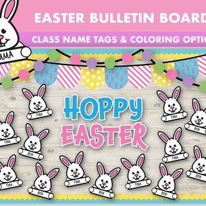 Bunny Rabbit Easter Bulletin Board Kit Spring Bulletin Boards Digital ...