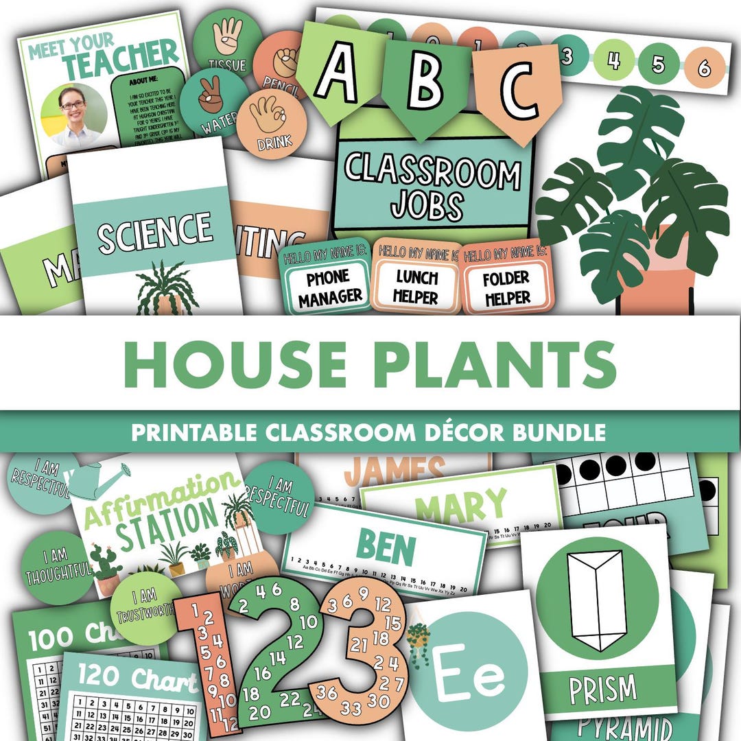 House Plants Classroom Decor Bundle || Editable Classroom Printable ...