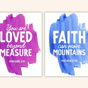 Watercolor Bible Quote Posters || 8 Inspirational Bible Verse Wall Art ...