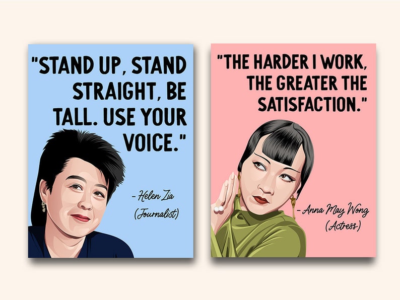 Asian American Leaders Printable Prints || 10 Inspiration Quote Posters ...