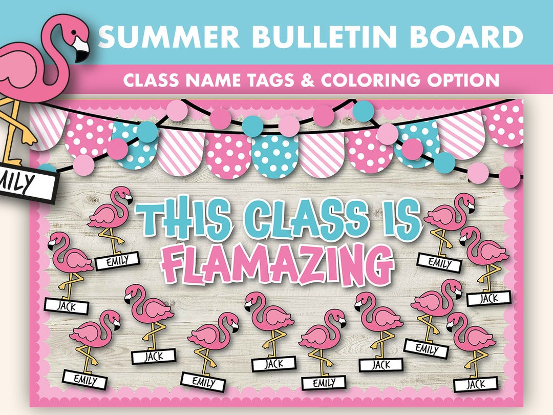 Flamingo Bulletin Board Kit Summer Bulletin Boards Digital - Etsy