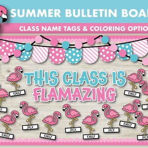Flamingo Bulletin Board Kit Summer Bulletin Boards Digital - Etsy