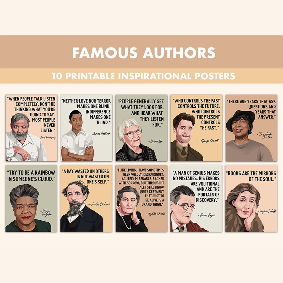 Famous Authors Printable Posters || 10 Inspiration Author Quote Posters ...