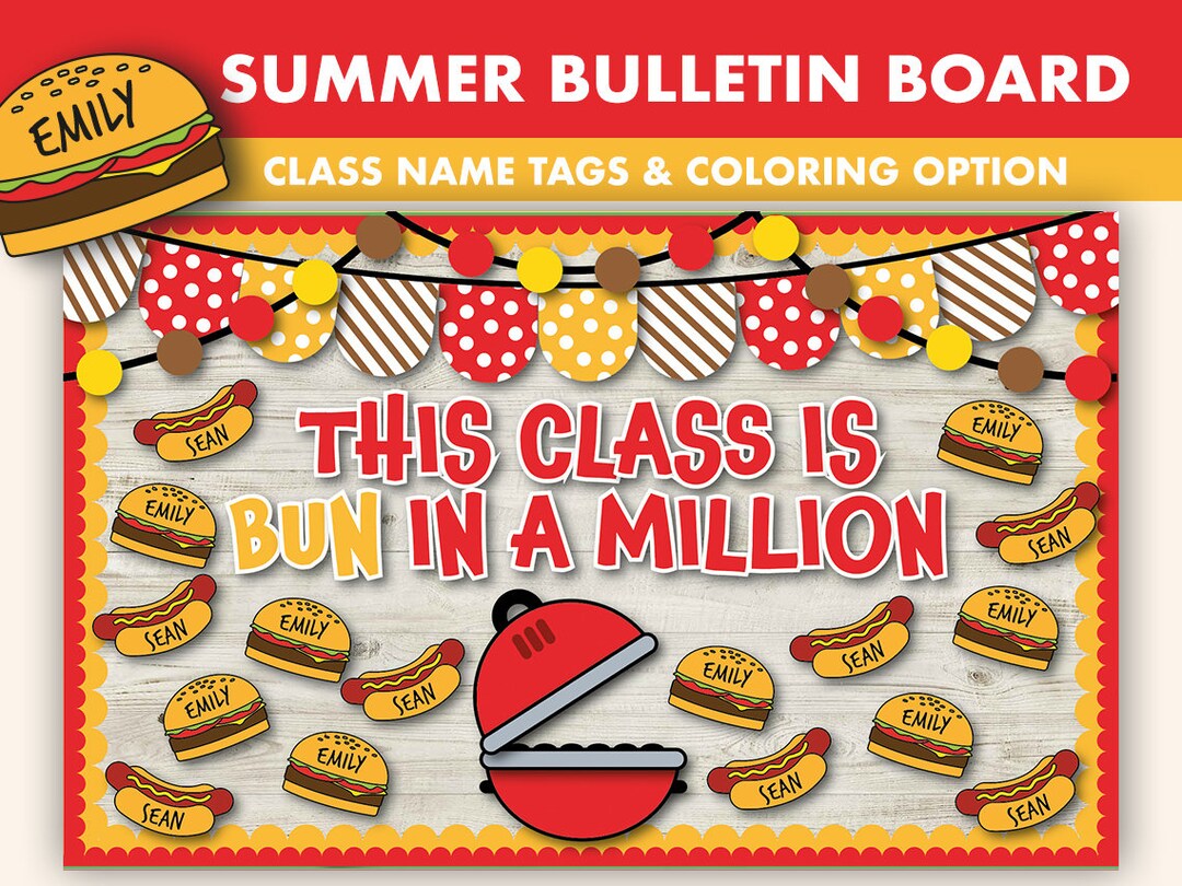 Summer BBQ Bulletin Board Kit Summer Bulletin Boards - Etsy