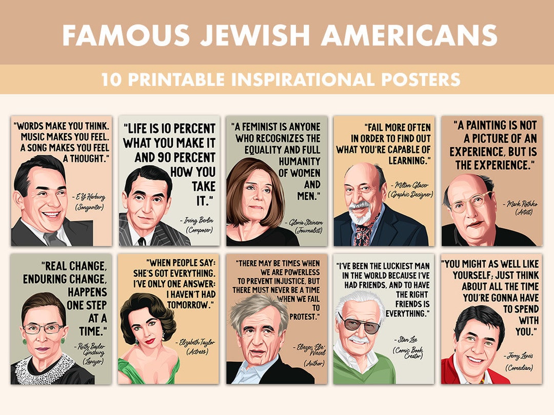 Famous Jewish Americans Printable Posters 10 Inspiration Jewish Quote ...