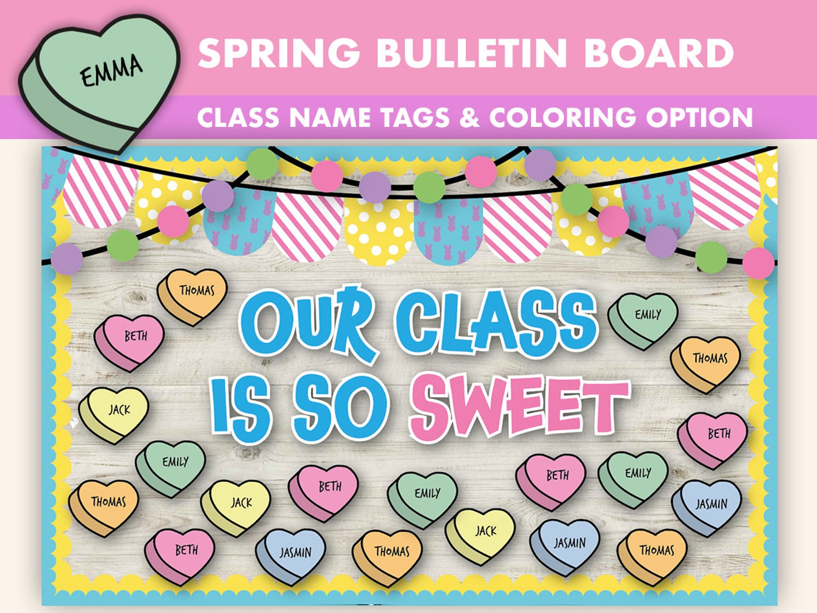 Hearts Bulletin Board Kit Spring Bulletin Boards Digital - Etsy
