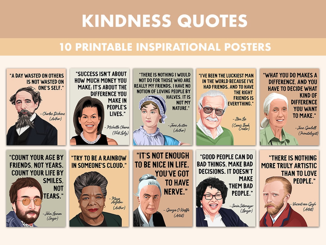 Kindness Quotes Printable Posters 10 Kindness Posters for - Etsy