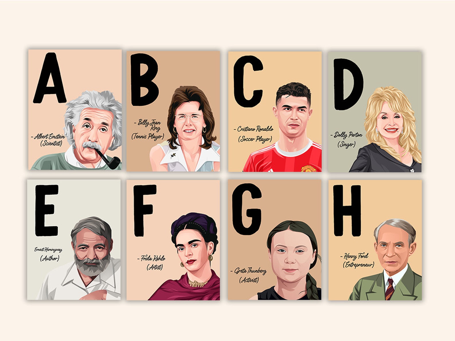 Alphabet Famous People Printable Prints || 26 Inspiration Posters for ...