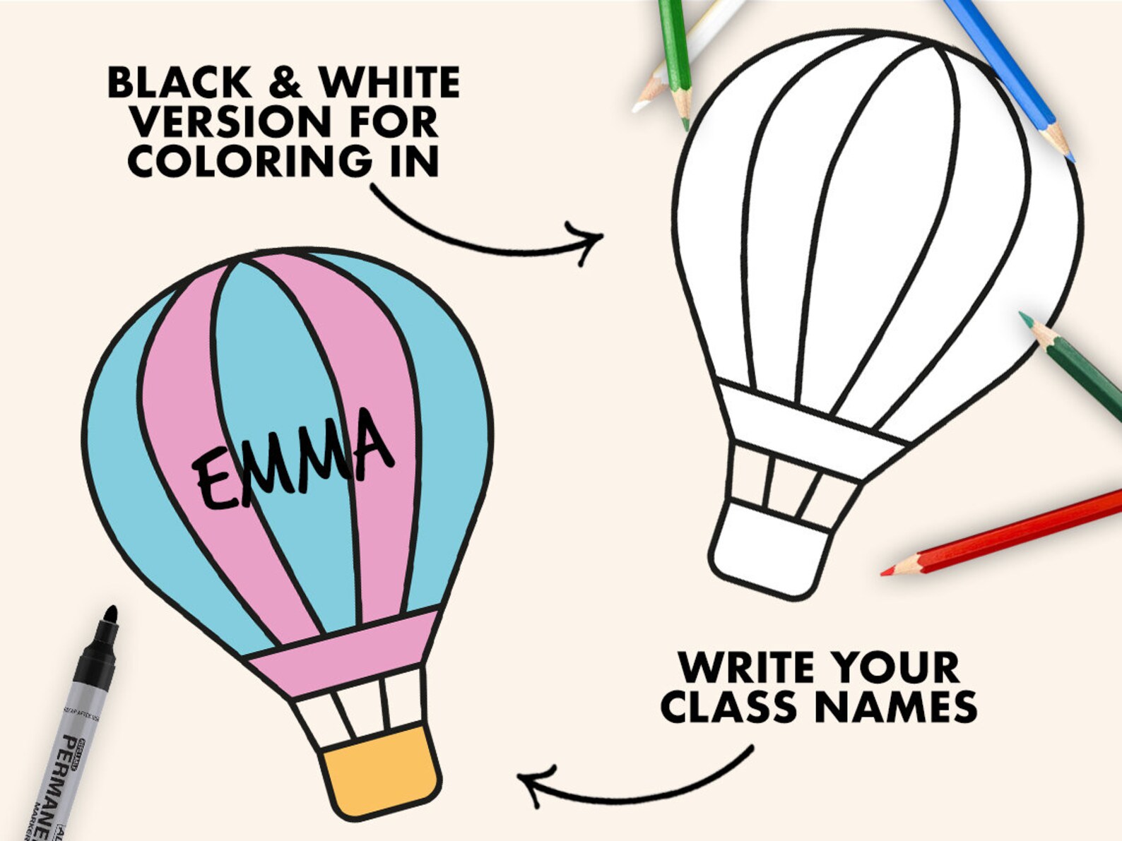 Hot Air Balloon Bulletin Board Kit || Spring Bulletin Boards Digital ...