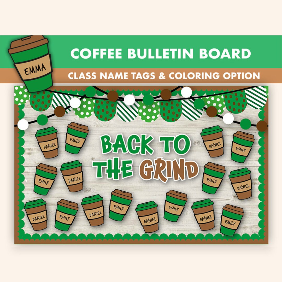 Back to the Grind Bulletin Board Kit || Coffee Bulletin Boards Digital ...
