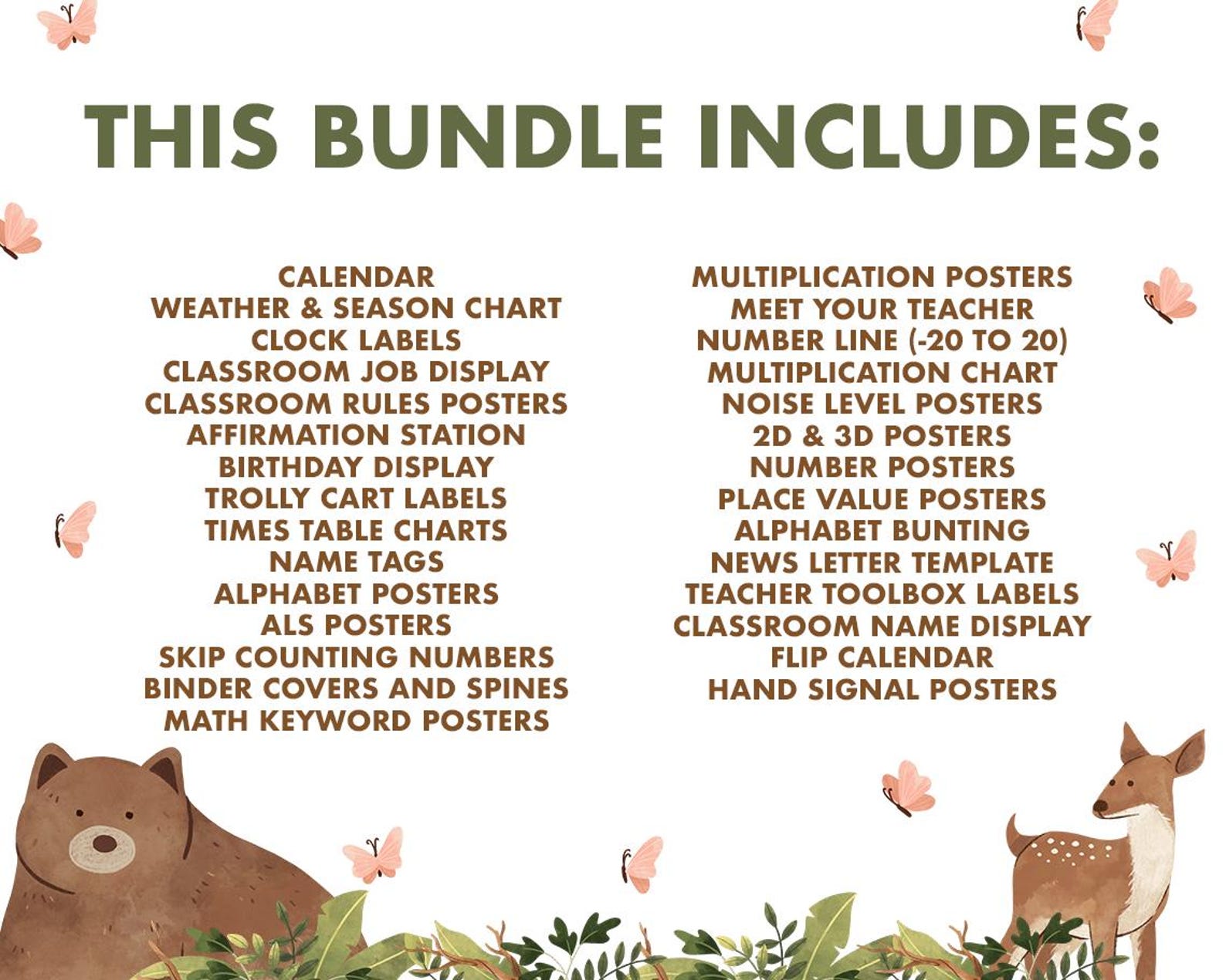 Woodland Classroom Decor Bundle || Editable Classroom Printable Display ...