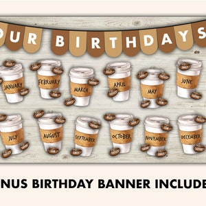 Coffee Birthday Bulletin Board Kit || Coffee Birthday Display Bulletin ...