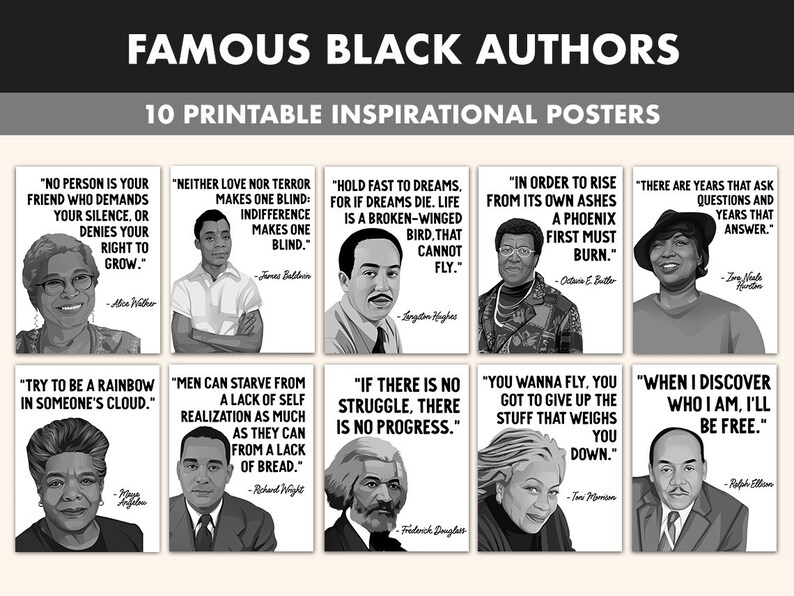 Famous Black Authors Printable Posters 10 Inspiration Black - Etsy
