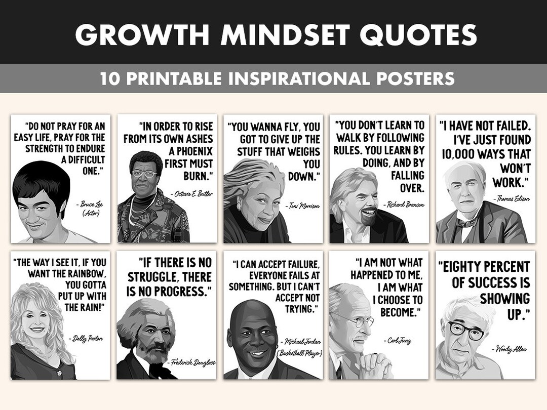 Famous Growth Minset Quotes Printable Posters 10 Growth Mindset Prints ...