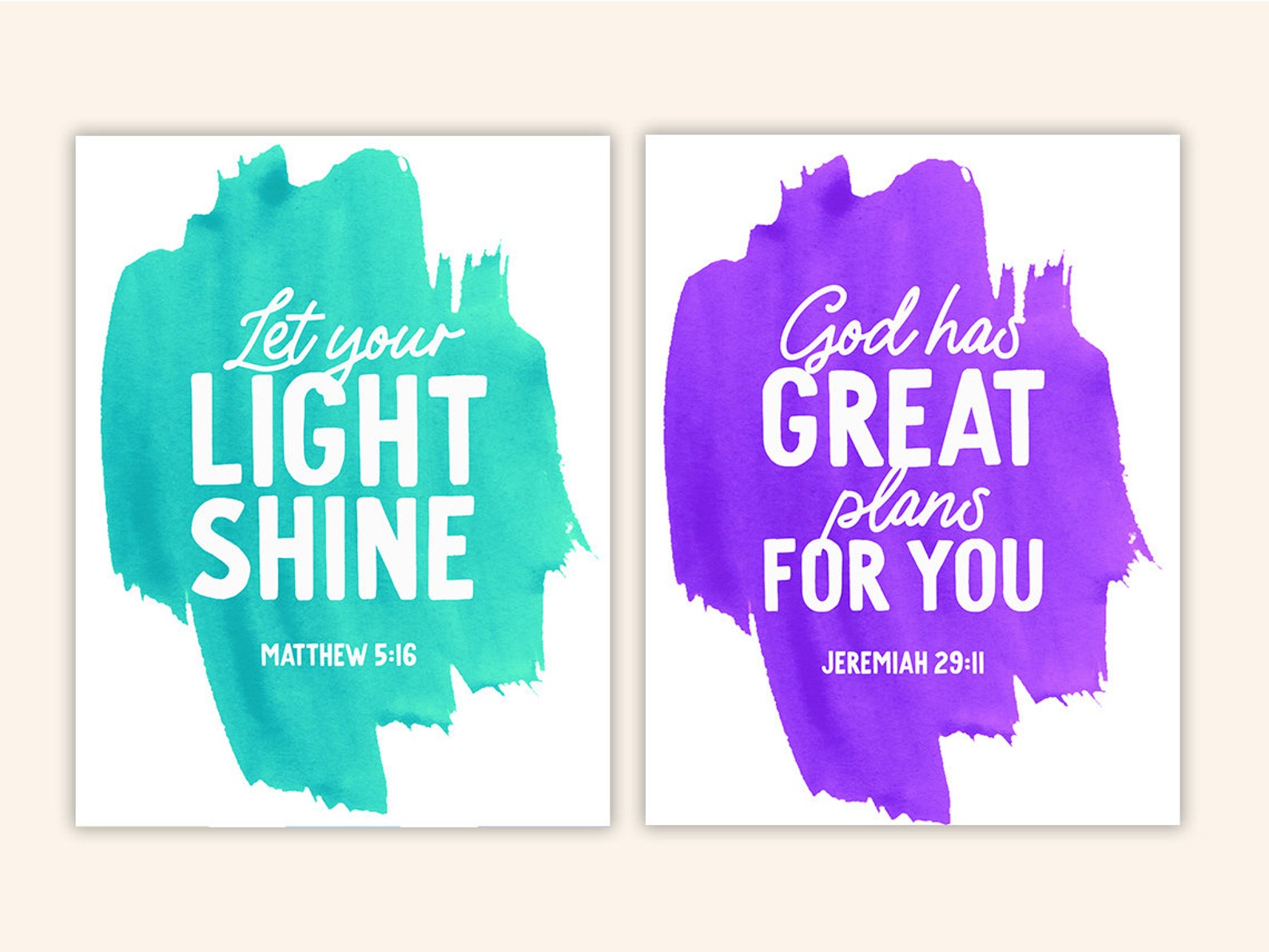 Watercolor Bible Quote Posters || 8 Inspirational Bible Verse Wall Art ...