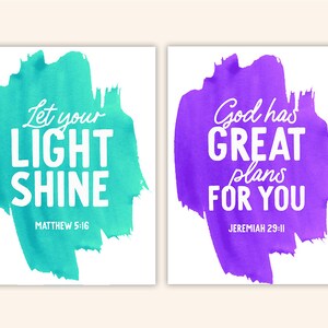 Watercolor Bible Quote Posters || 8 Inspirational Bible Verse Wall Art ...